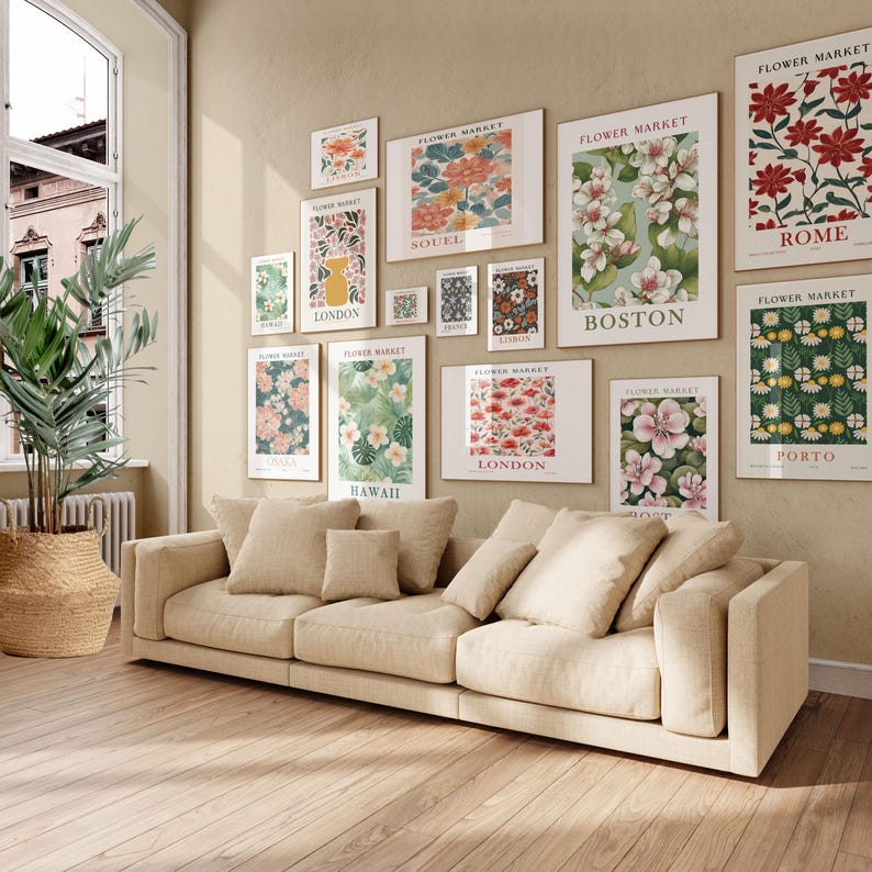 Flower Market Print Set of 50 Flower Gallery Wall Set, Trendy Floral ...