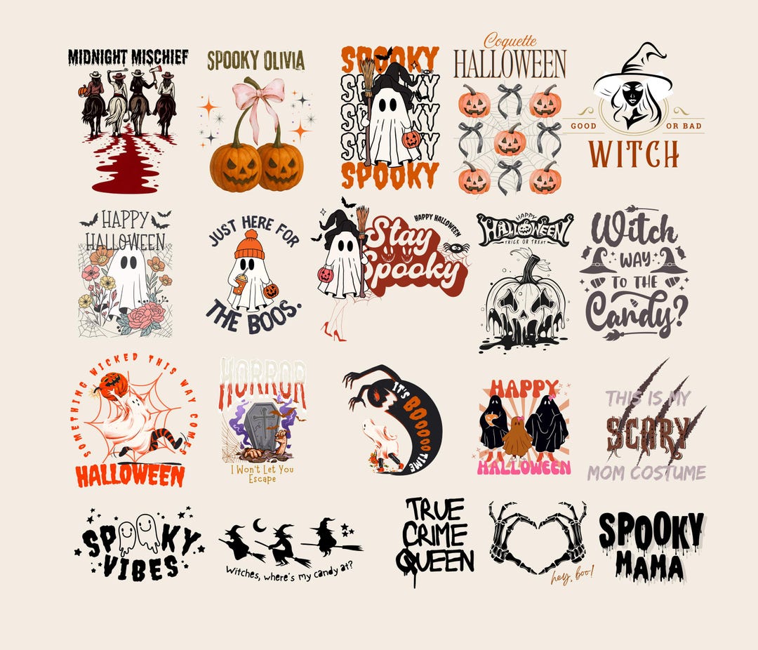 Retro Halloween PNG Bundle: 500+ Spooky Sublimation Designs (digital ...