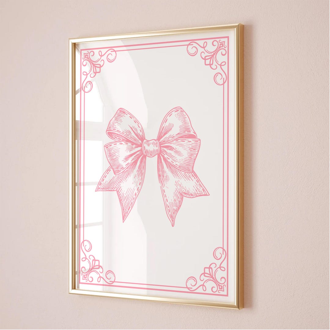 Trendy Pink Bows Wall Art , Preppy Poster, College Apartment Decor ...