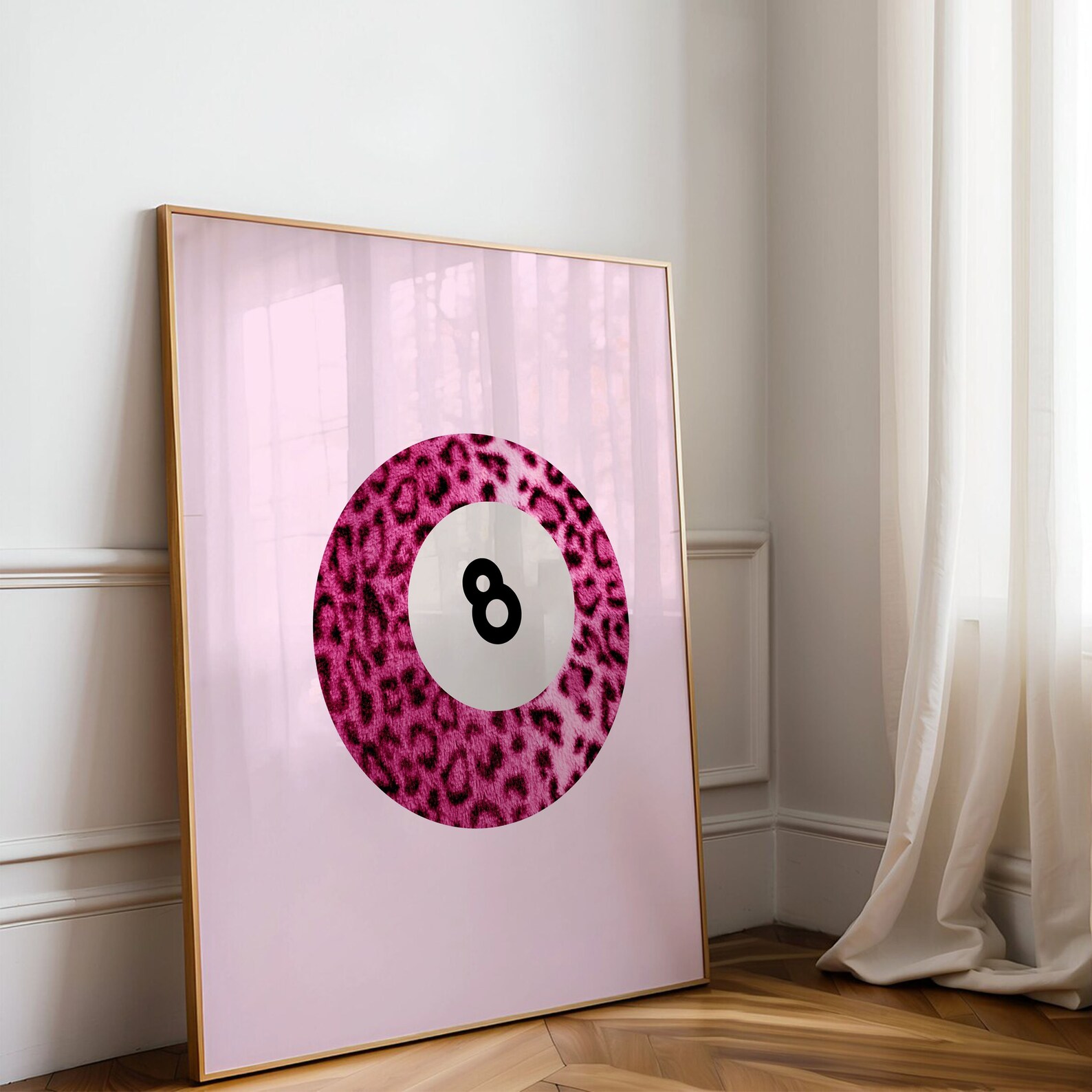 Pink Lucky 8 Pool Ball Poster Lucky Me Trendy Wall Gallery Set of 3 ...