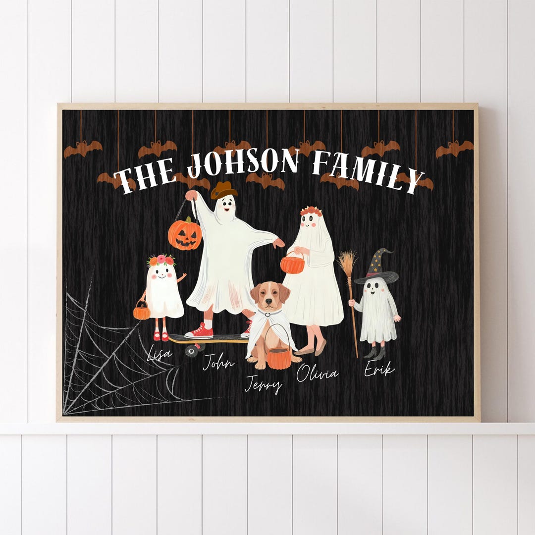 Personalized Halloween Ghost Family Portrait: Custom Printable Art ...