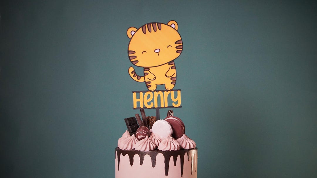 Tiger Cake Topper for Kids Birthday With Personalized Name - Etsy