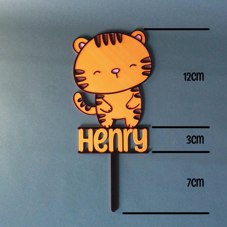 Tiger Cake Topper for Kids Birthday With Personalized Name - Etsy