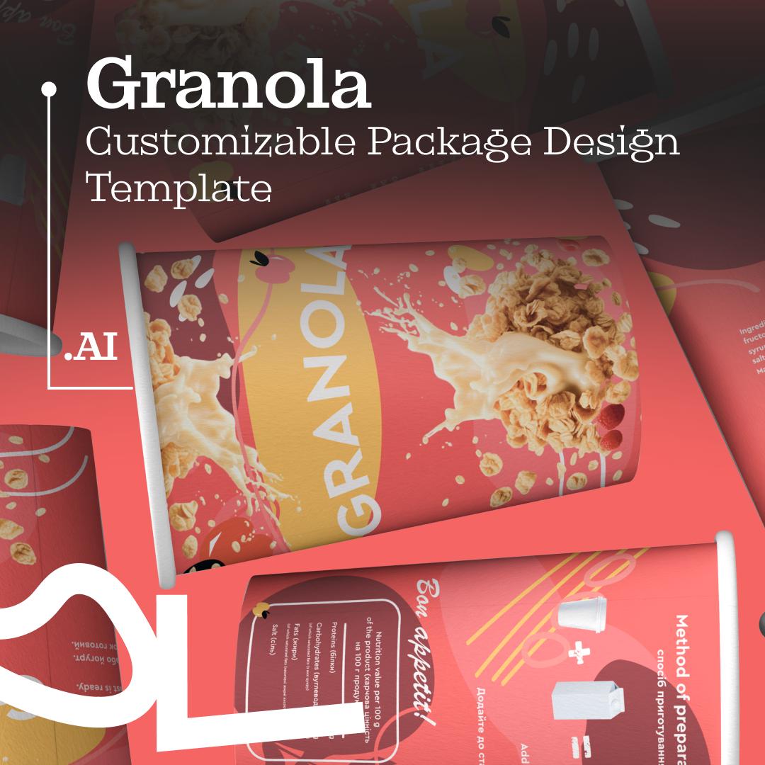 Package Template, Fully Editable, Template, Mockup, AI, Granola Cup ...