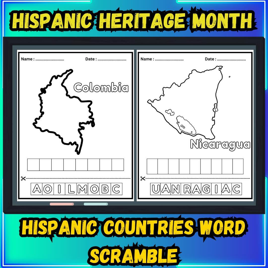 Hispanic Countries Word Scramble | National Hispanic Heritage Month ...