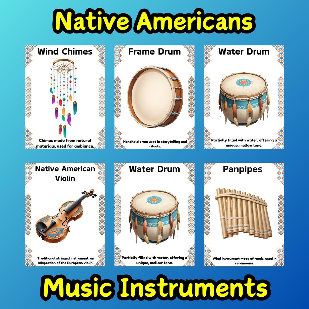 Printable Native American Music Instruments Posters | Traditional ...