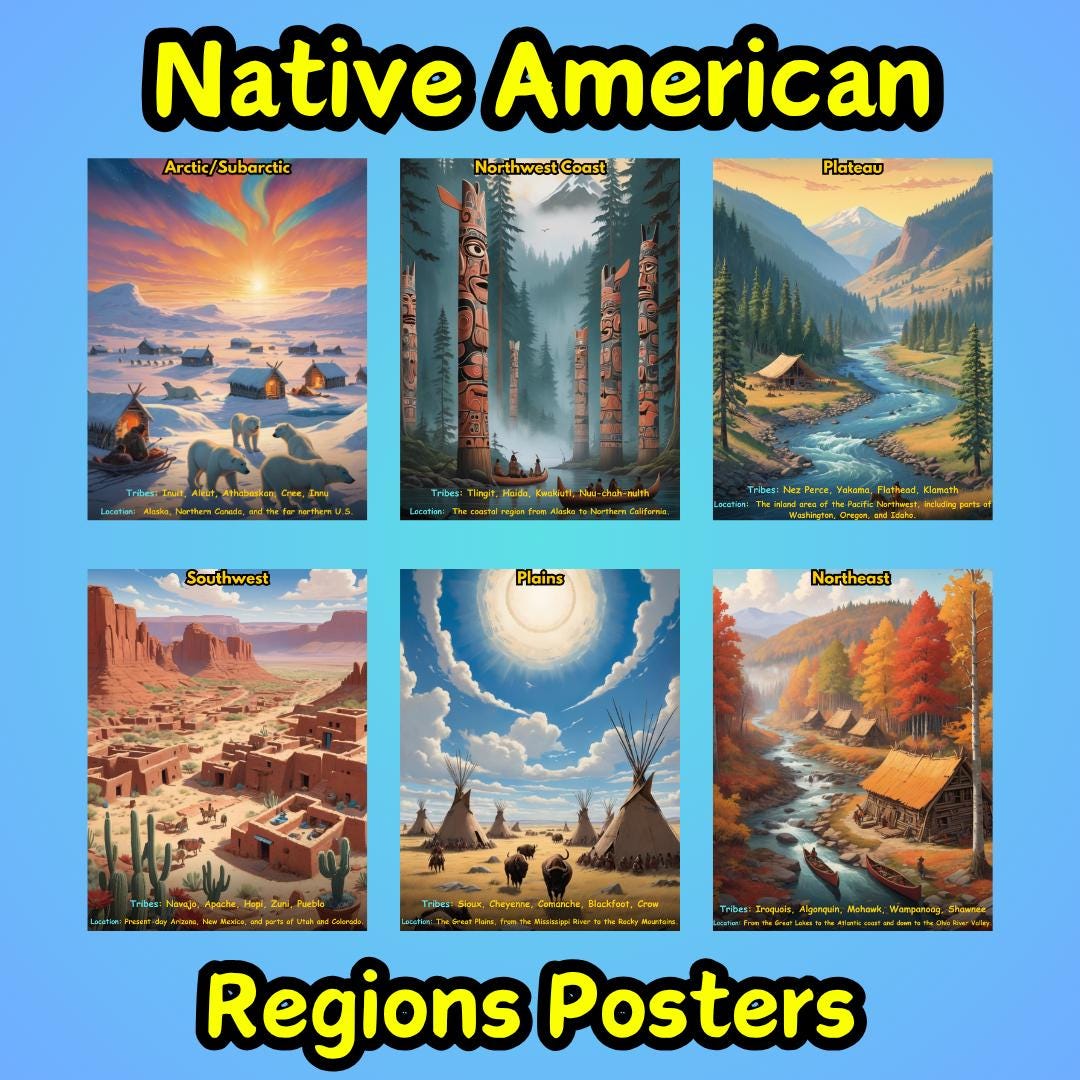 Printable Native American Regions Posters, Indigenous Cultural Regions ...