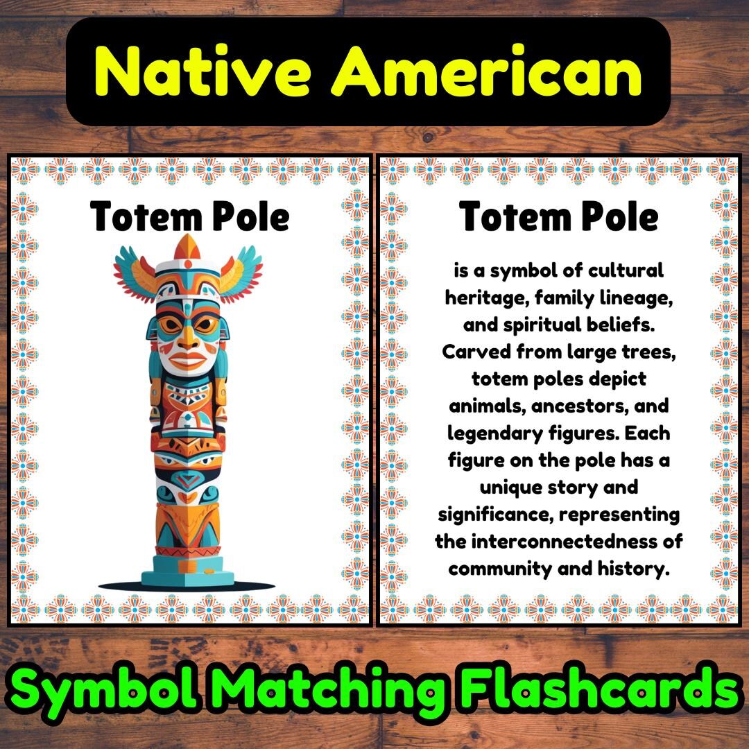 Native American Heritage Month Symbol Matching Flashcards for Cultural ...