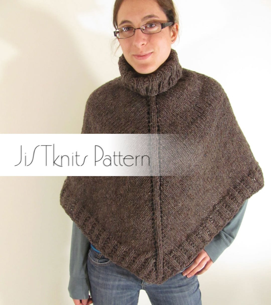 Poncho Pattern, Heavy Worsted Weight Poncho Pattern, Retro Poncho ...