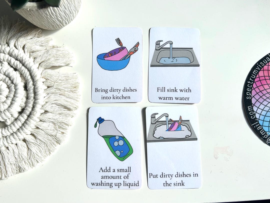 8pk Washing Dishes Visual Routine Cards: Autism, ADHD, SEND Support ...