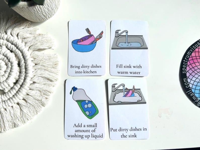8pk Washing Dishes Visual Routine Cards: Autism, ADHD, SEND Support ...
