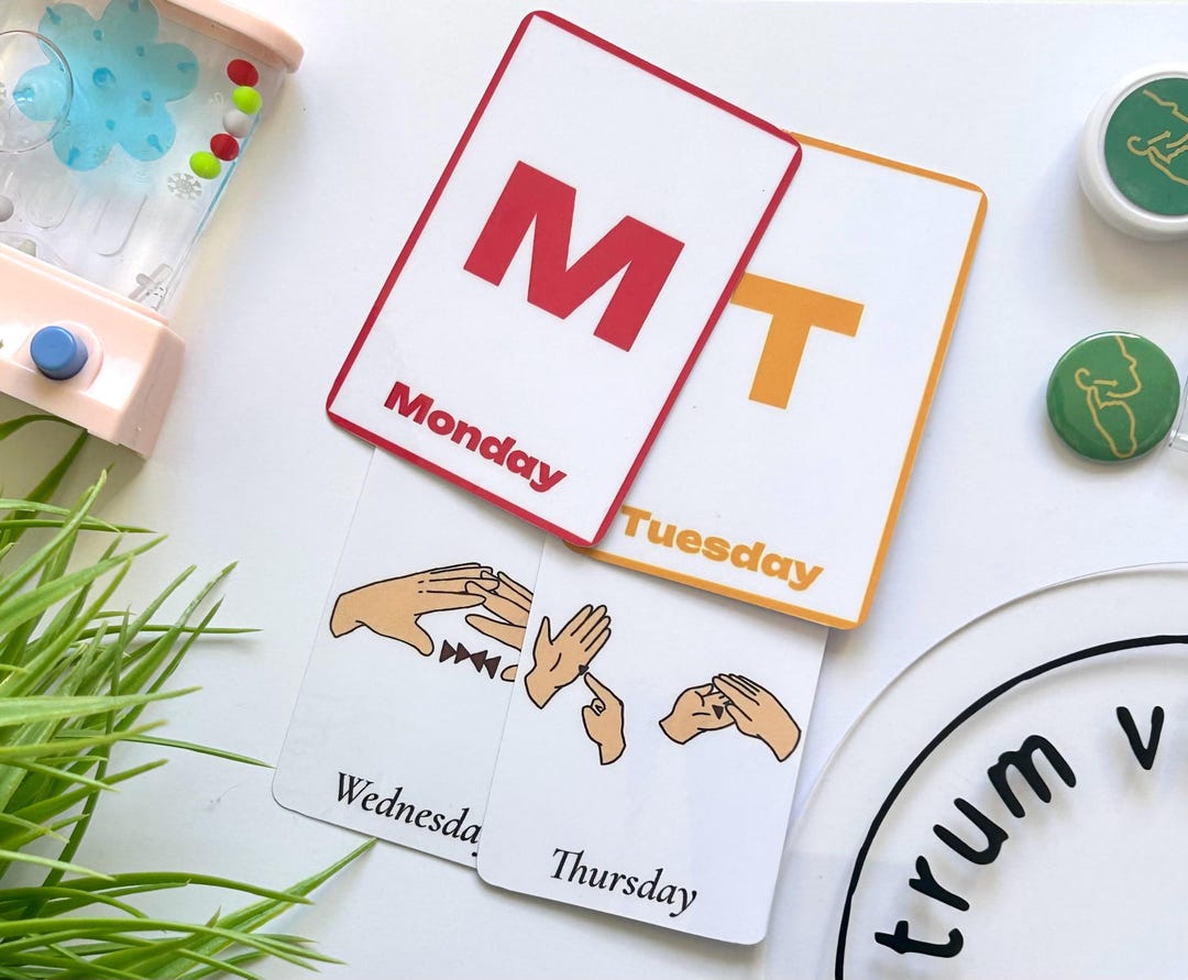 14pk Days BSL British Sign Language Flashcards With Colours Non Verbal ...