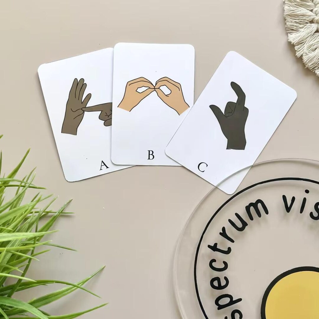 26pk Basic BSL Alphabet Flashcard Visual Aid Support Deaf SEND ...
