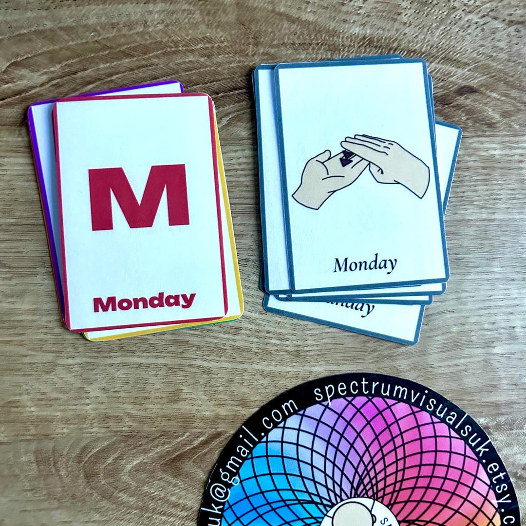 14pk Week Day Flash Cards With Colours and BSL Flash Cards - Etsy