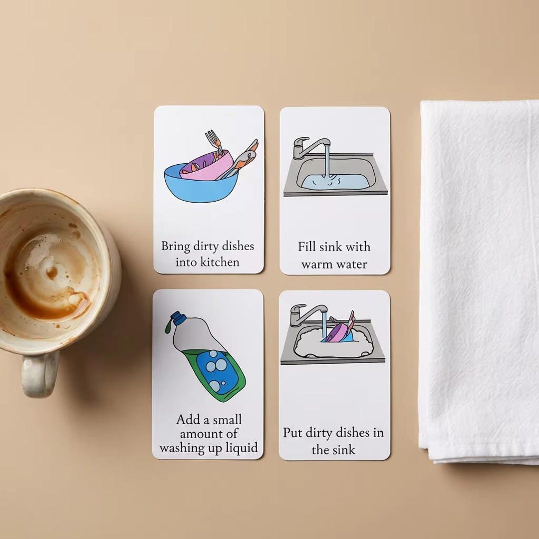 8pk Washing Dishes Visual Routine Cards: Autism, ADHD, SEND Support - Etsy