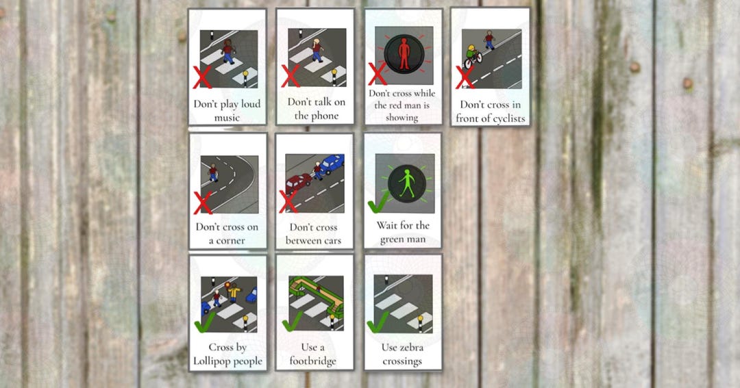 10 Road Safety Flashcards Designed for SEND PEC Cards Visual Supports ...