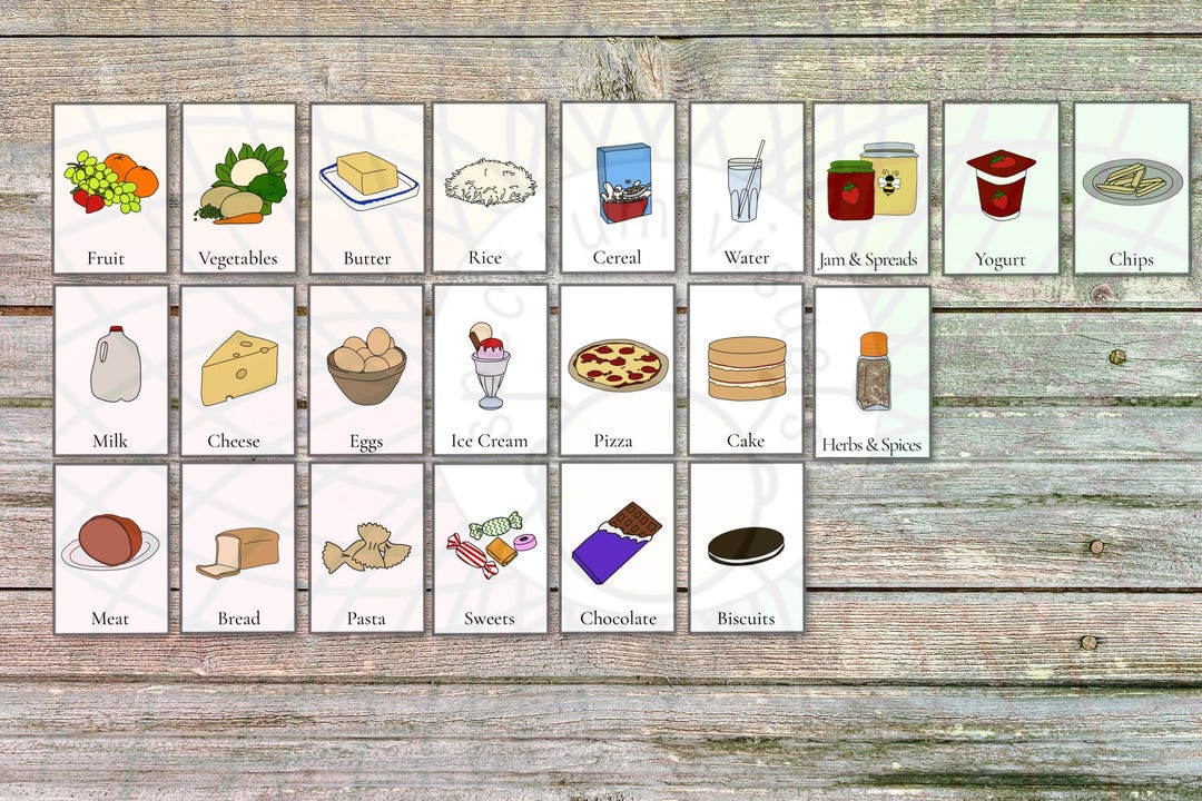 22pk Food Group Flash Cards Visual Prompts Magnets Pec Cards AAC for ...