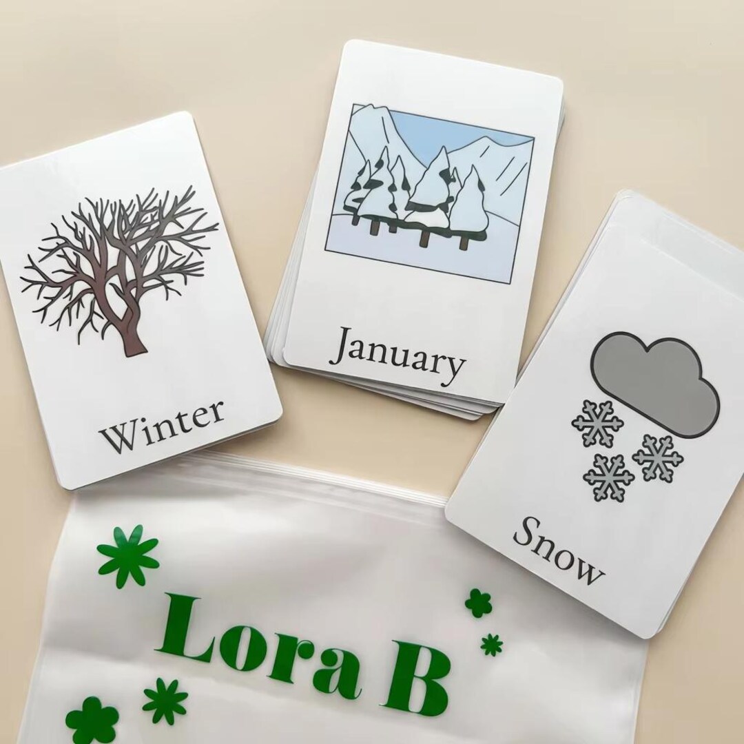 26pk Weather Seasons & Months Flashcards for Home Learning SEND Visual ...