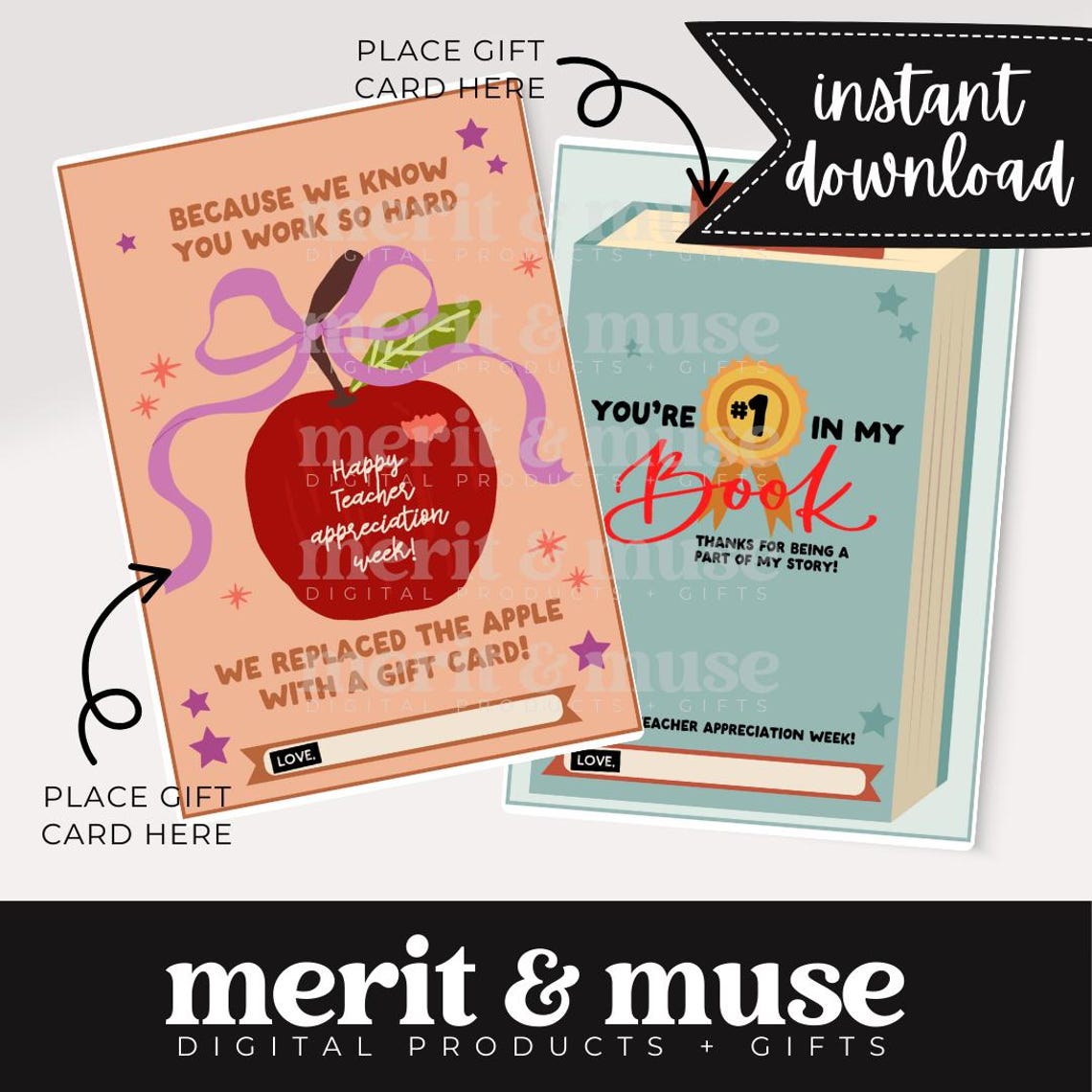 Printable Teacher Appreciation Gift Card Holder | Bookshop Gift Card ...