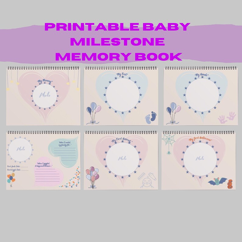 Printable Baby Milestone Memory Book, Baby Keepsake Journal, First Year ...