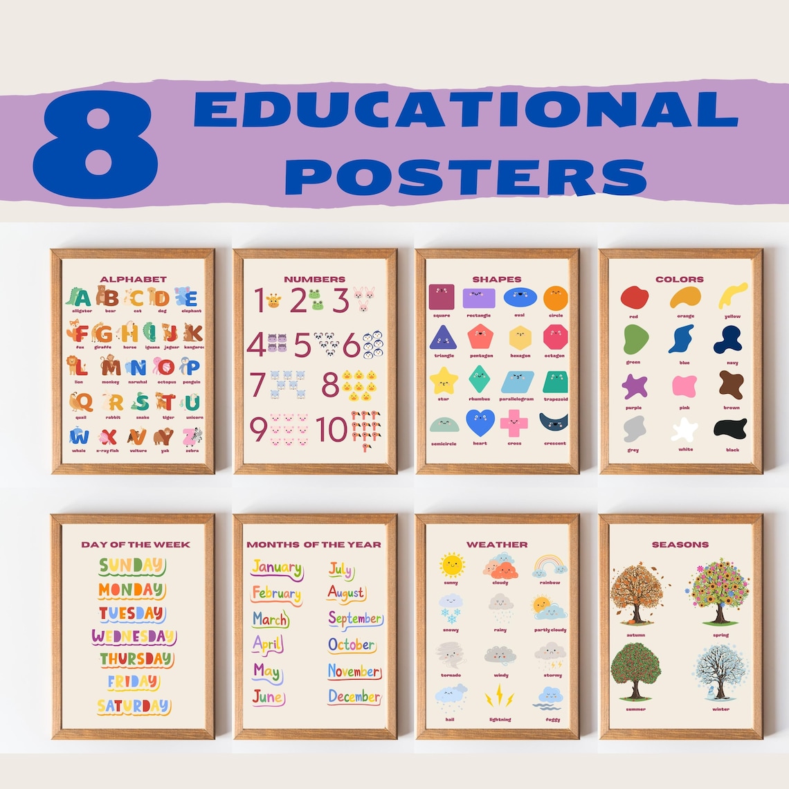 8 Educational Posters , Fun Learning for Kids! - Etsy
