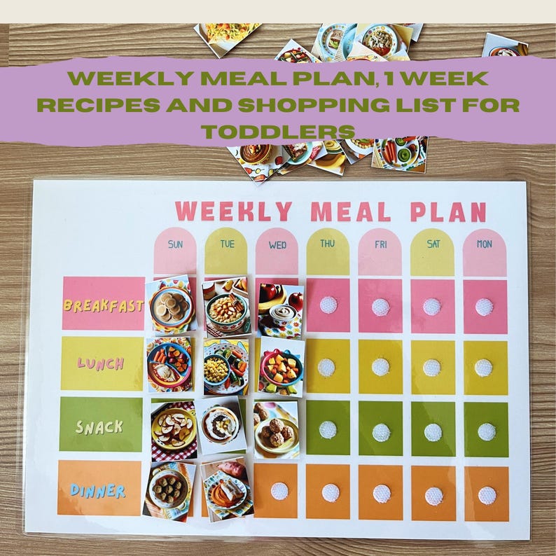 Toddler Weekly Meal Planner, Printable Meal Chart With Recipes, Kids ...