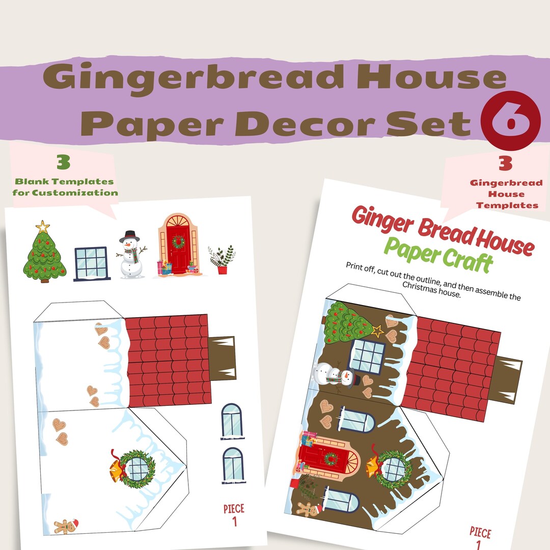 Gingerbread House Paper Decor Set, Fun Christmas Activity for Kids - Etsy