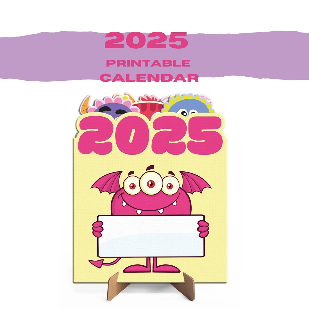 Cute Monster Calendar , Design2025 Monthly Calendar, Printable Calendar ...
