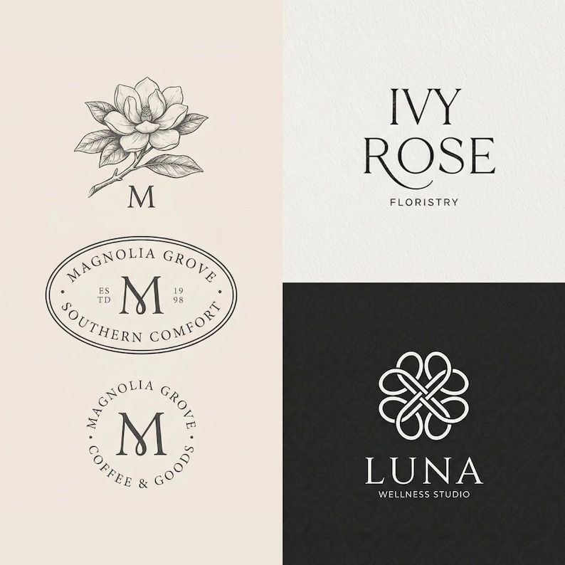 Custom Logo Design | Luxury Monogram Logo | Minimalist Wedding Initials ...