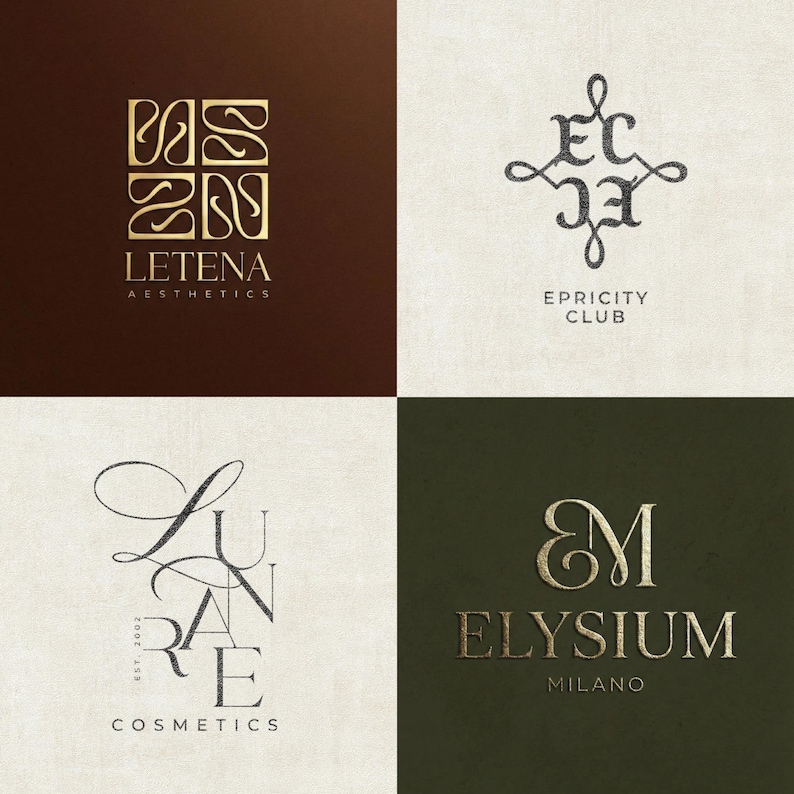 Custom Logo Design | Luxury Monogram Logo | Minimalist Wedding Initials ...