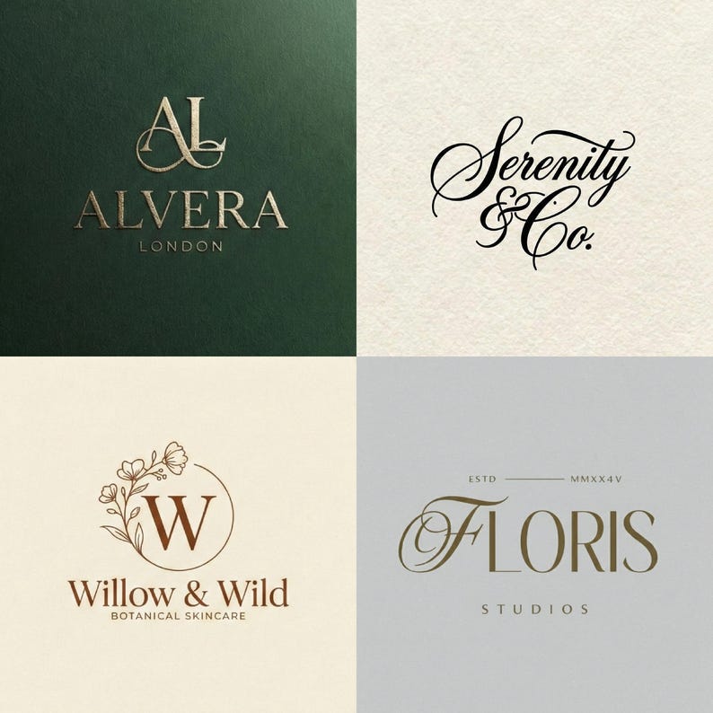 Custom Logo Design | Luxury Monogram Logo | Minimalist Wedding Initials ...