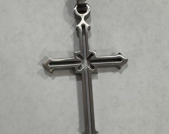 Outlined Cross Small Stainless Steel Pendant (jesus God Religious ...