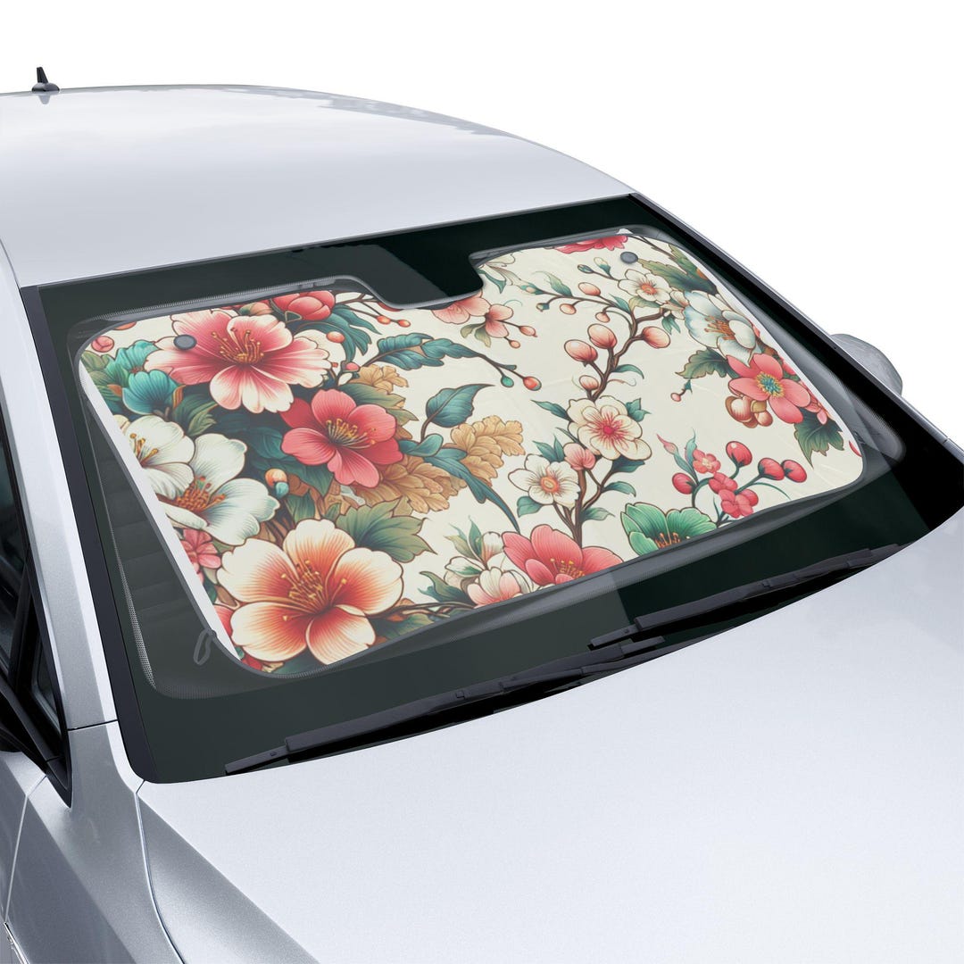 Floral Car Sun Shade, Cute Flower Pattern Auto Window Shade, Vehicle ...
