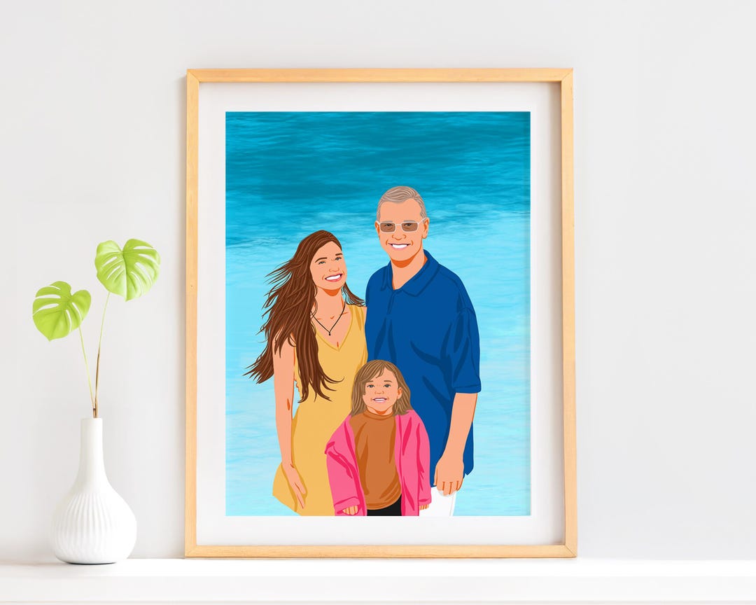 Custom Family Portrait, Digital Print, Personalized Gift, Drawing From ...
