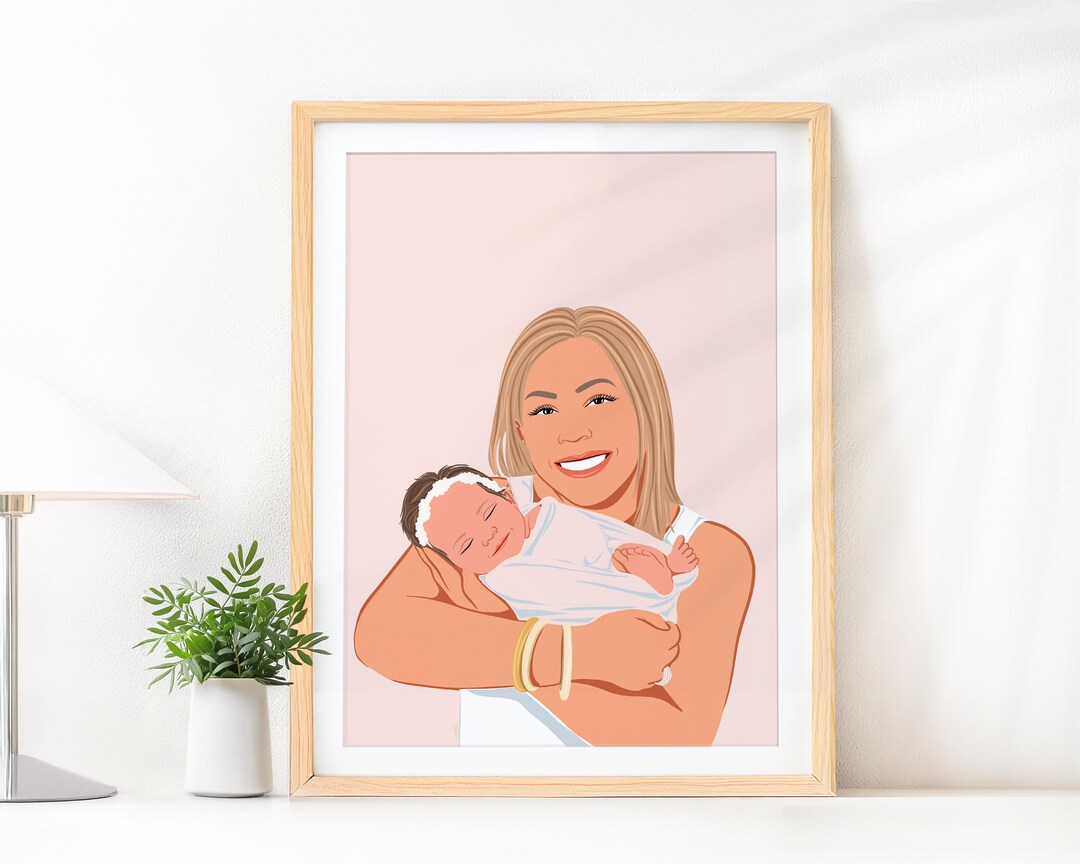 Custom Family Portrait, Faceless Portrait Print, Personalized Mom Gift ...