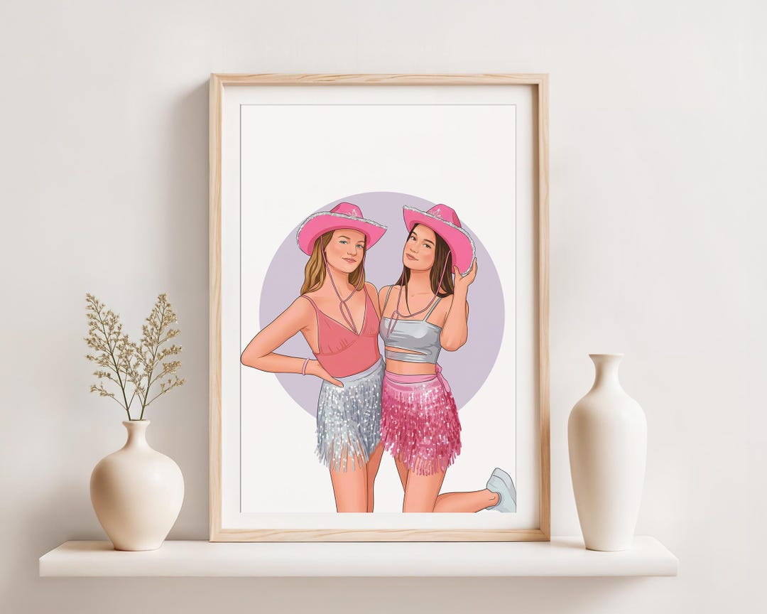 Custom Best Friend Portrait, Friendship Gift, Drawing From Photo ...