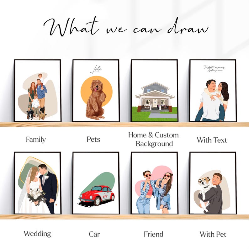 Custom Best Friend Portrait, Friendship Gift, Drawing From Photo ...