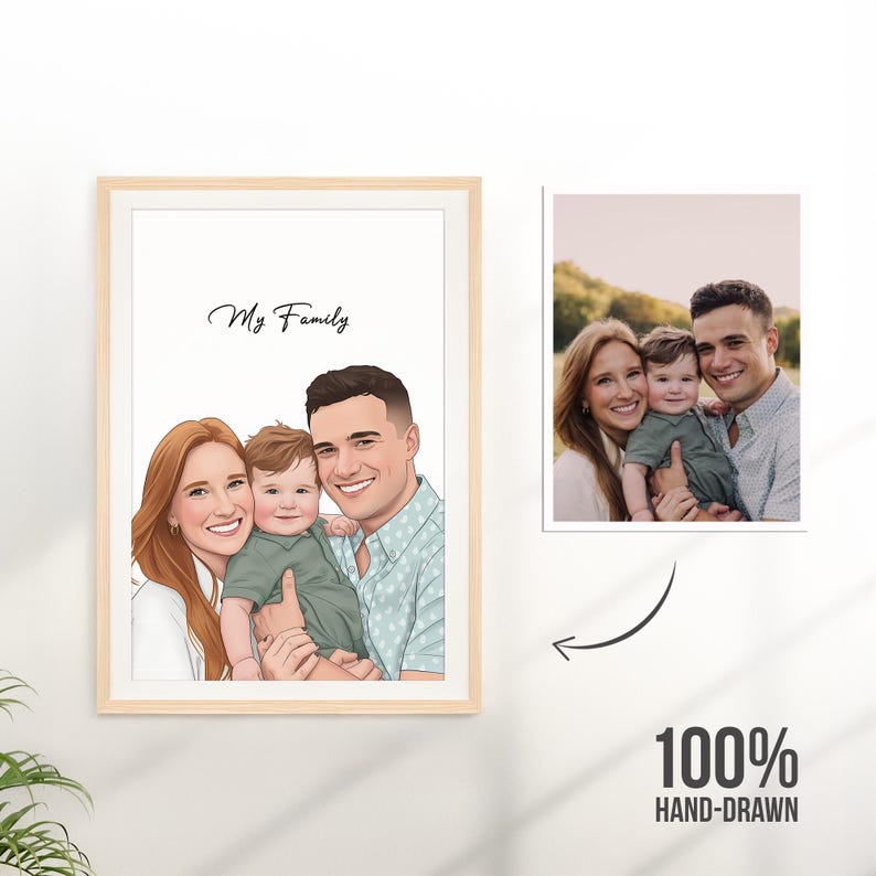 Custom Family Portrait, Drawing From Photo, Christmas Gift for Parents ...