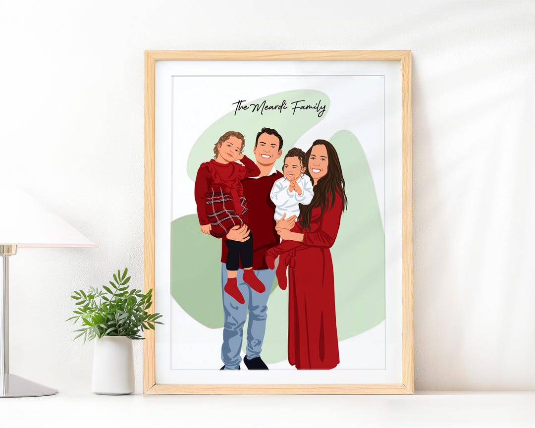 Faceless Portrait Print, Custom Family Portrait From Photo, Cartoon ...