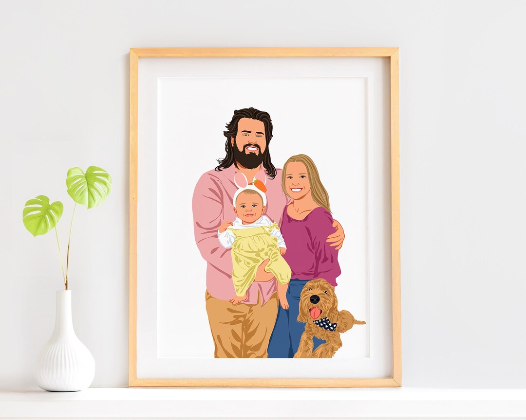 Custom Family Portrait: Personalized Cartoon Illustration (digital ...