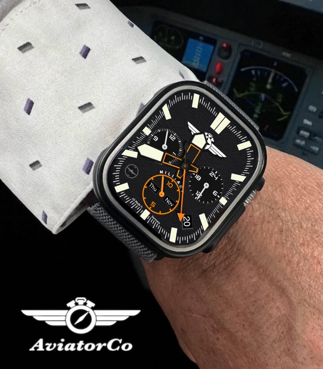 Aviatorco Black Squadron Aviator Watch Face – Military Pilot ...