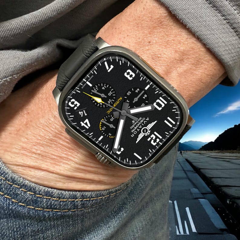 Aviator Analog Watch Face for Apple Watch Clockology - Etsy