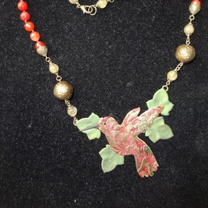 Hummingbird in Flight Necklace--ooak - Etsy