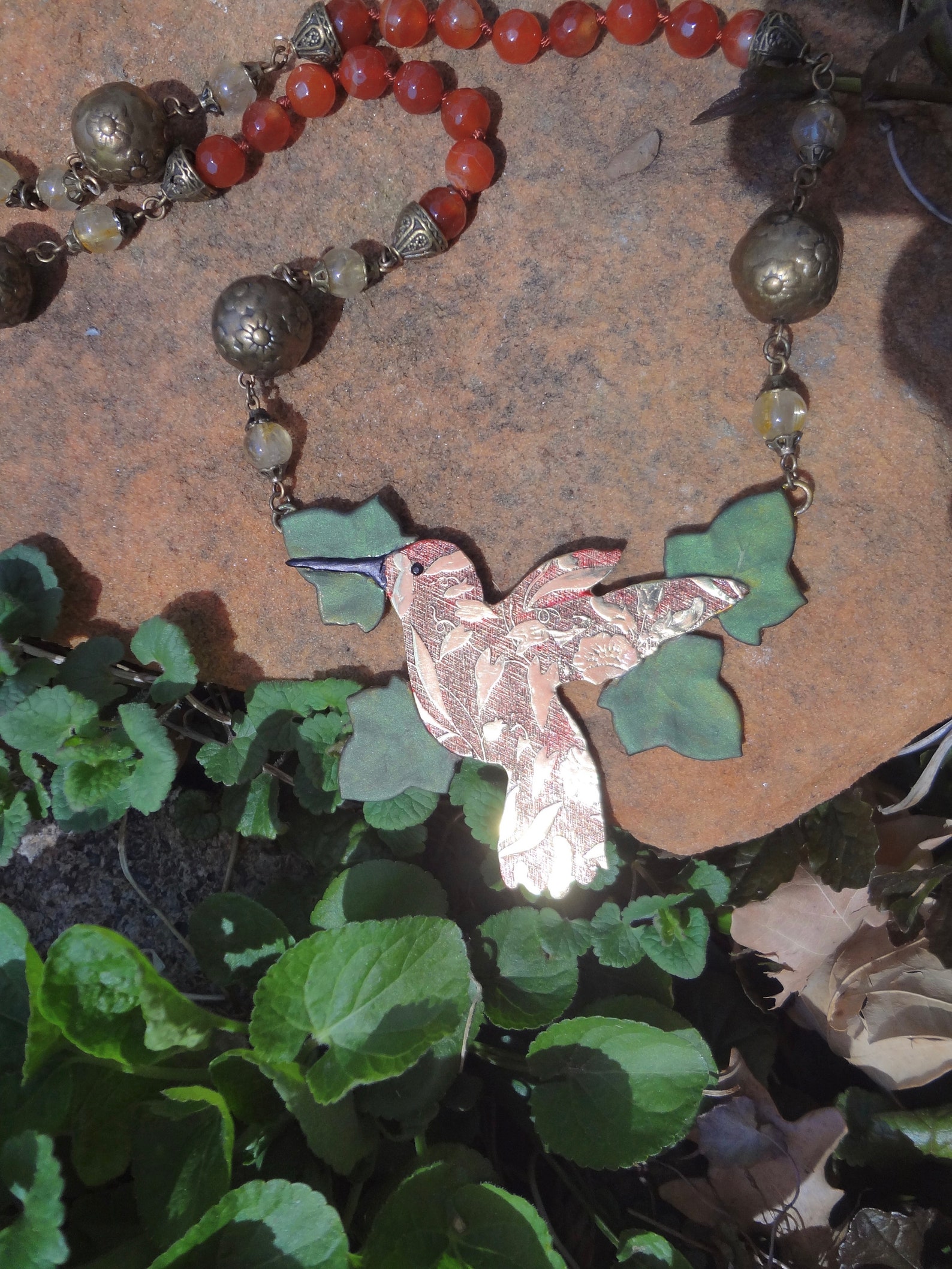 Hummingbird in Flight Necklace--ooak - Etsy