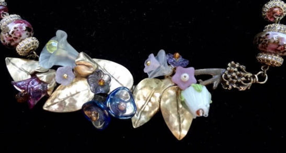 Glass Flower Bouquet for Your Neck-all Season-ooak - Etsy
