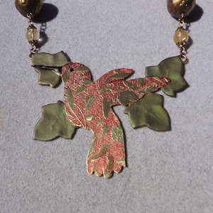 Hummingbird in Flight Necklace--ooak - Etsy