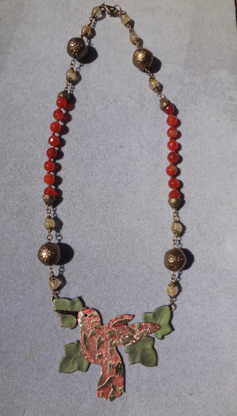 Hummingbird in Flight Necklace--ooak - Etsy