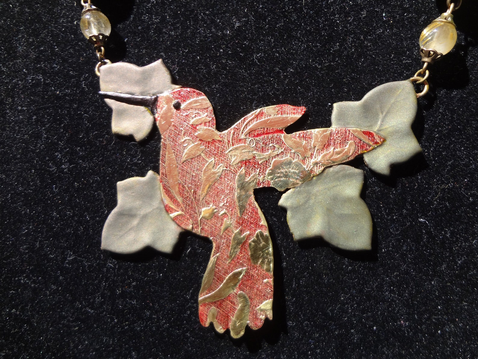 Hummingbird in Flight Necklace--ooak - Etsy
