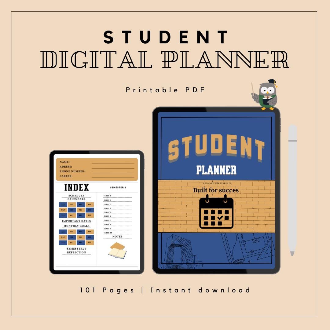 Undated Digital College Planner for Students | Goodnotes & Notability ...