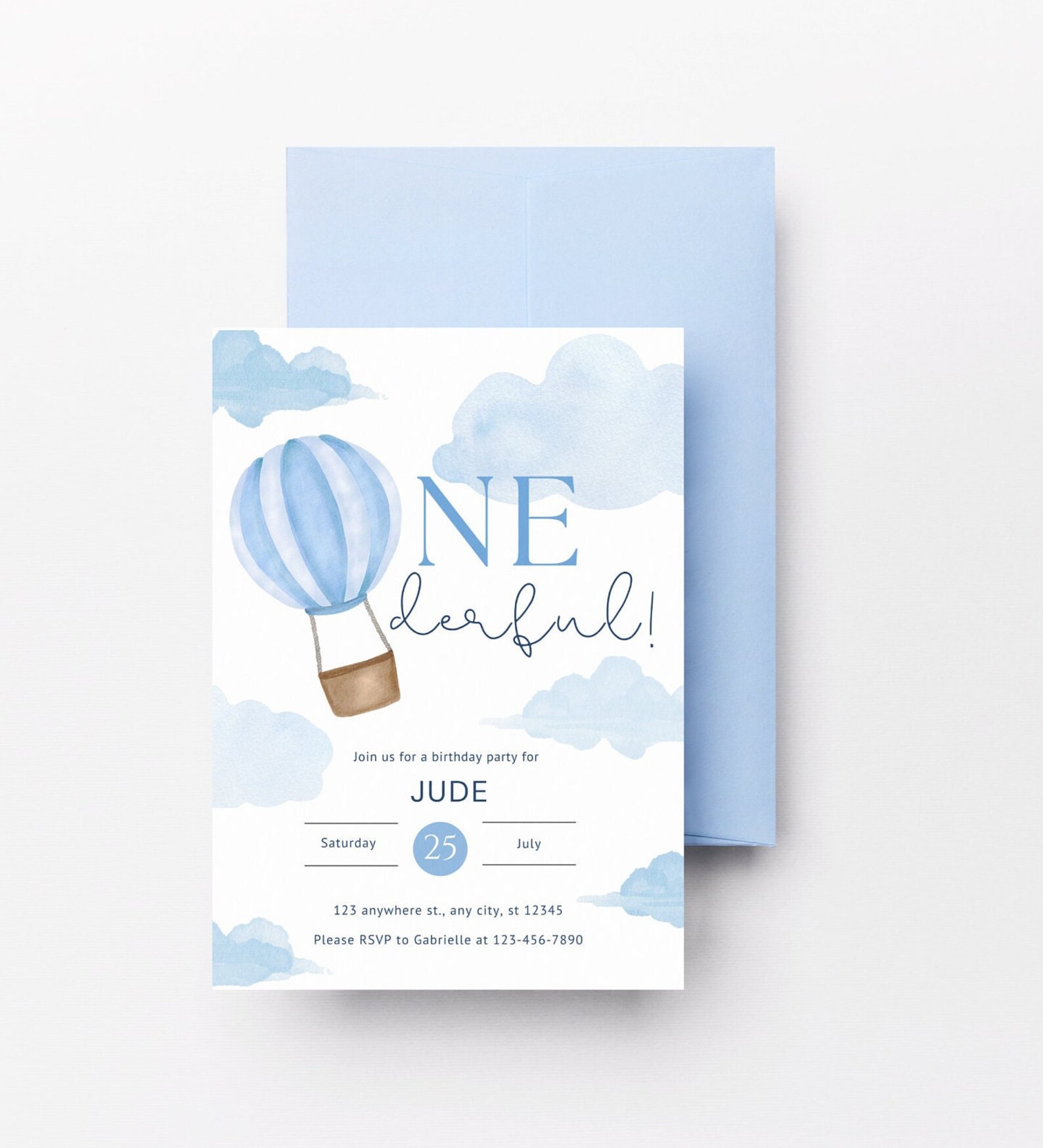 Personalizable One-derful First Birthday Invitation, Balloon Themed - Etsy